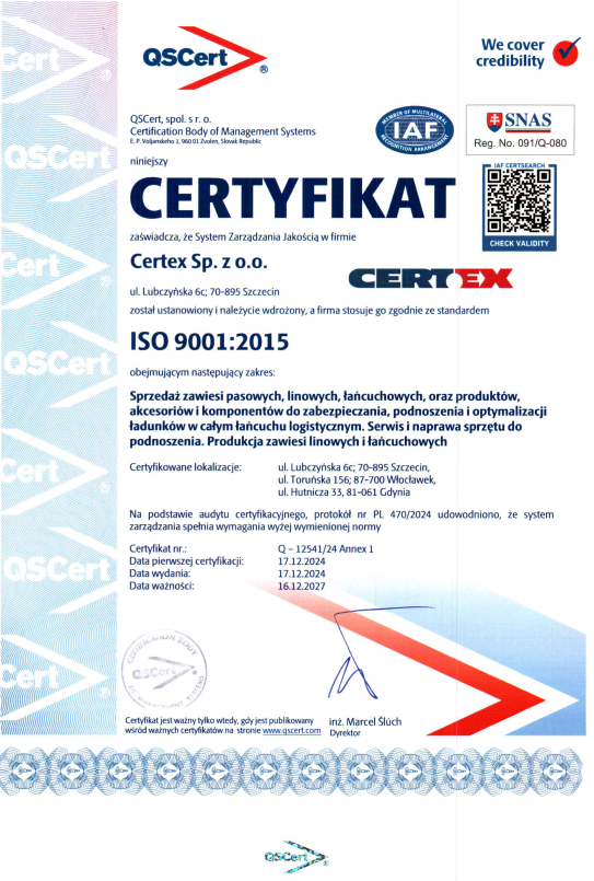 Certificates | Certex Poland